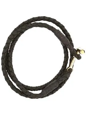 TOM FORD Braided Leather Bracelet - Green