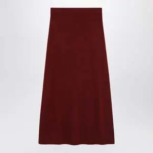 Max Mara Long Skirt In Stretch Cashmere Knit - Burgundy