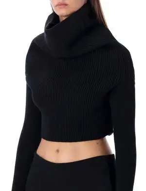 Rick Owens Cropped Ribbed Knit Top