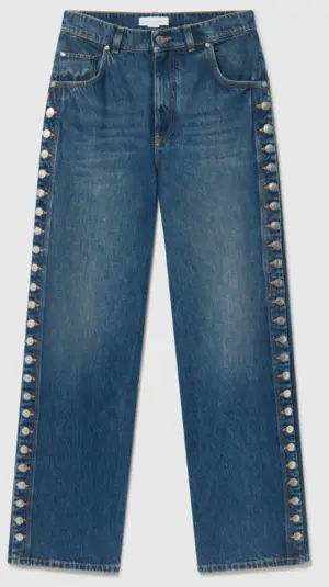 Stella McCartney Button Embellished Wide Leg Jeans