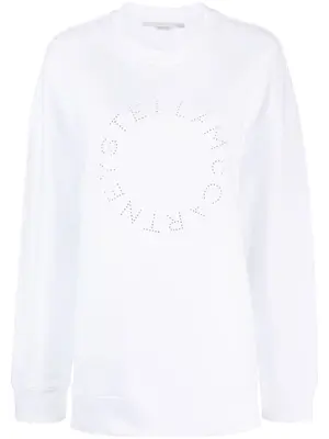 Stella McCartney Rhinestone Embellished Logo Sweatshirt - Pure White