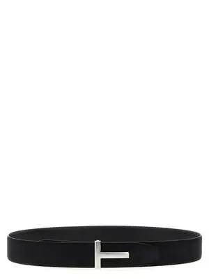 TOM FORD Reversible Belt With 't' Buckle - Black