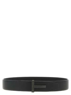 TOM FORD Hammered Leather Belt - Black