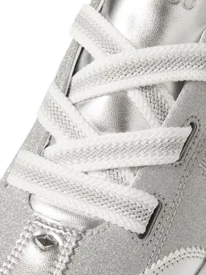 JIMMY CHOO Diamond Light Leather Sneakers - Silver