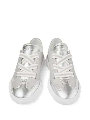 JIMMY CHOO Diamond Light Leather Sneakers - Silver