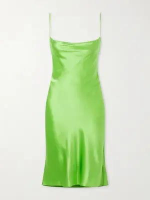 Saint Laurent Draped Silk-satin Mini Dress - Green