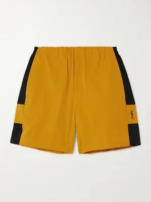 Saint Laurent Two-tone Embroidered Cotton-twill Shorts