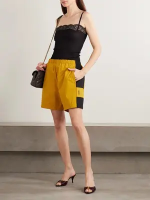 Saint Laurent Two-tone Embroidered Cotton-twill Shorts
