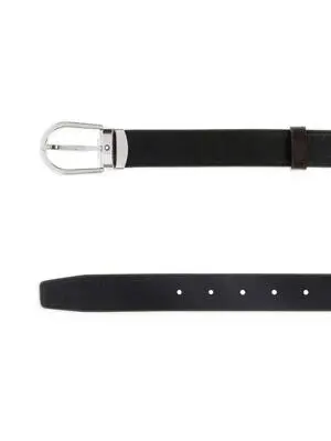 Montblanc Horseshoe Leather Reversible Belt - Black