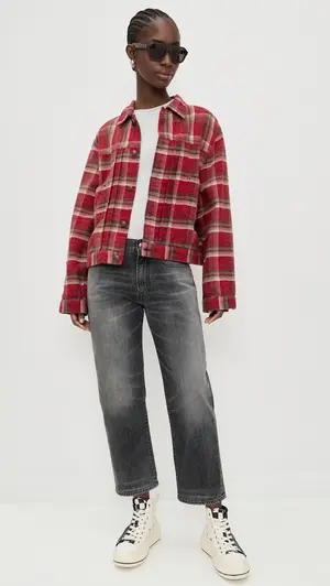 R13 Relaxed Pleated Trucker Jacket