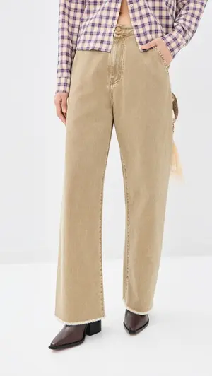 DARKPARK Sienna Loose Back Split Denim Jeans - Camel