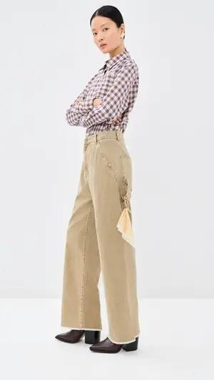 DARKPARK Sienna Loose Back Split Denim Jeans - Camel
