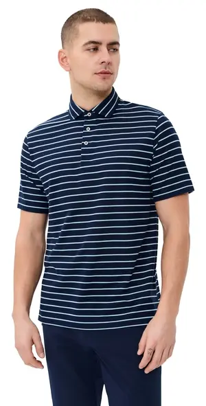 Rlx Ralph Lauren Multi Stripe Tour Pique Polo - Refined Navy Multi