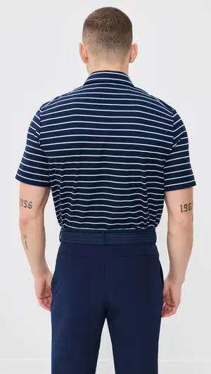 Rlx Ralph Lauren Multi Stripe Tour Pique Polo - Refined Navy Multi