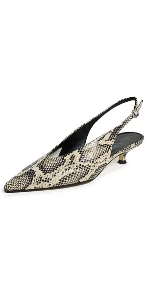 AEYDĒ Camila Snake Print Leather Slingbacks