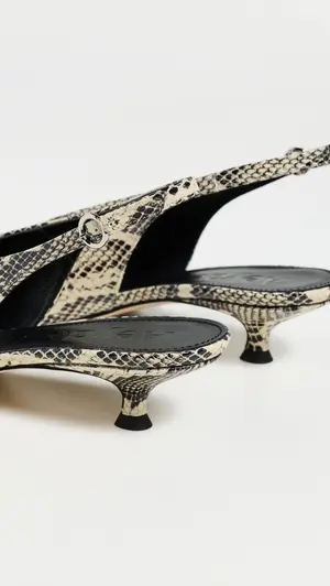 AeydĒ Camila Snake Print Leather Slingbacks