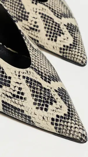 AeydĒ Camila Snake Print Leather Slingbacks