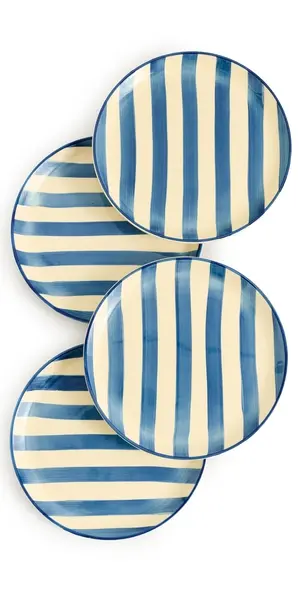ZAFFERANO Dinner Plates Set Of 4 - Blue Stripe