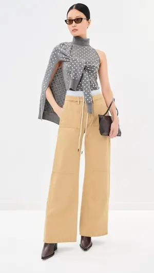Monse Washed Double Waistband Wide Leg Jeans
