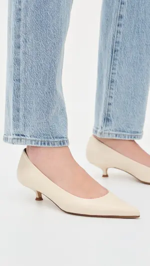 AeydĒ Cari Nappa Leather Heels - Creamy