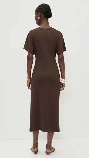 Vince Short Sleeve Side Ruched Midi Dress