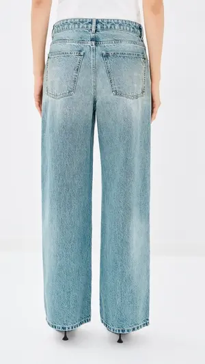 AREA Crystal Fray Relaxed Jeans - Medium Blue