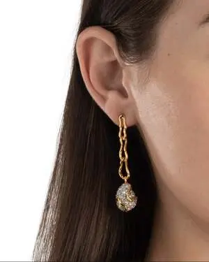 Alexis Bittar Solanales Crystal Linked Pebble Earrings - Gold