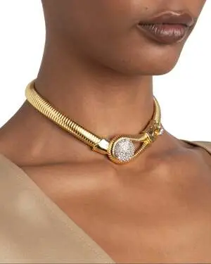 Alexis Bittar Solanales Crystal Pebble Collar Necklace - Gold