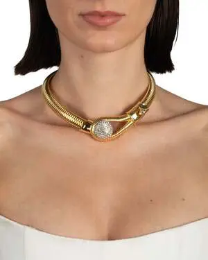 Alexis Bittar Solanales Crystal Pebble Collar Necklace - Gold