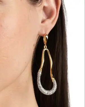 Alexis Bittar Solanales Crystal Curve Leverback Drop Earrings - Gold