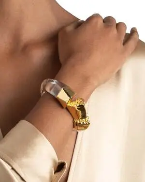 Alexis Bittar Lucite Brutalist Hinge Bracelet - Gold