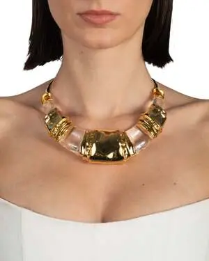 Alexis Bittar Lucite Brutalist Segmented Collar Necklace