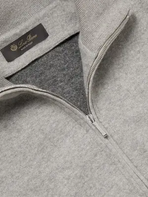 Loro Piana Suede-trimmed Cashmere-blend Zip-up Cardigan