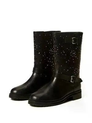 TWINSET Leather Biker Boots