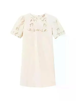 Short Sleeve Embroidered Mini Dresses