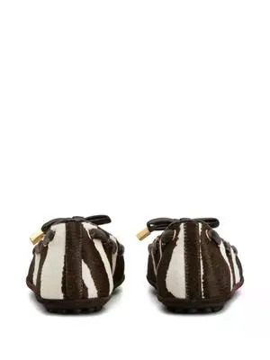TOD'S Striped Bow-detail Ballet Flats