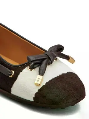 TOD'S Striped Bow-detail Ballet Flats