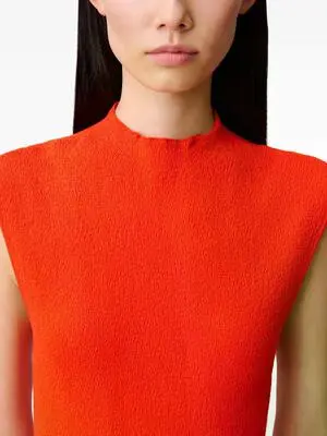 Claudie Pierlot Sleeveless Textured Knit Pleated Mini Dress - Red