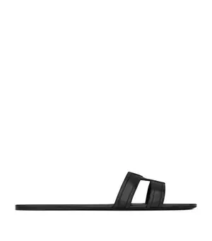 Saint Laurent Leather Mabrouka Slides - Black