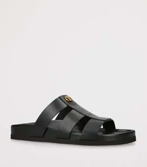 Valentino Garavani Leather Studshield Slides