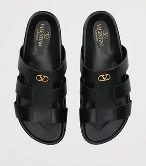 Valentino Garavani Leather Studshield Slides
