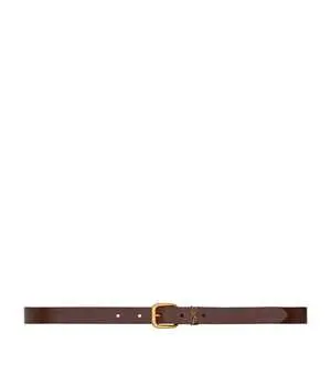 Saint Laurent Leather Cassandre Belt - Brown