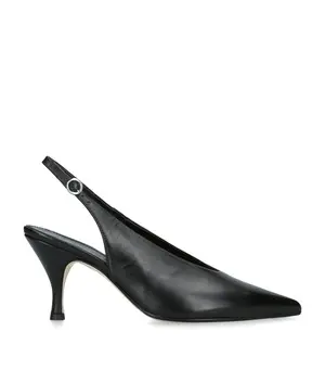 AeydĒ Leather Slingback Pumps 75 - Black