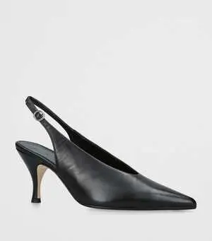 AeydĒ Leather Slingback Pumps 75 - Black