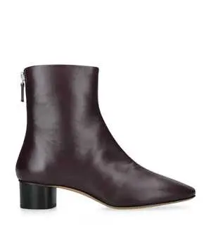 Le Monde Beryl Leather Carole Luna Ankle Boots - Burgundy