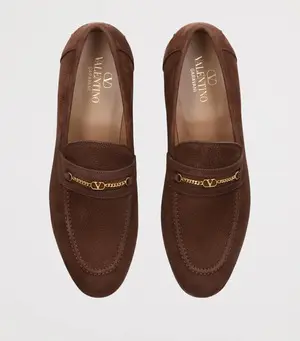 Valentino Garavani Pebbled Suede Vlogo 2.0 Loafers
