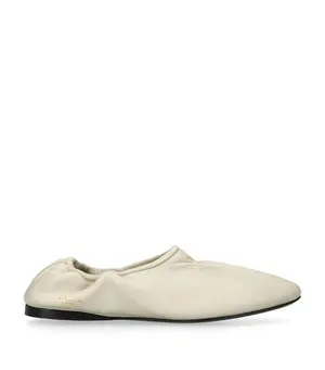 Alaïa Leather Scrunched Ballet Flats - Beige