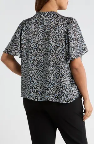 Vince Camuto Floral Tie Neck Top