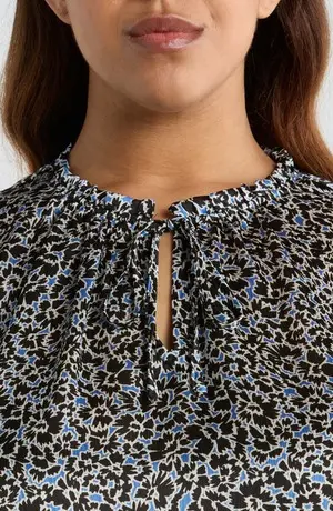 Vince Camuto Floral Tie Neck Top
