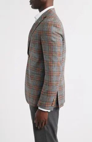 JACK VICTOR Mcallen & Orange Plaid Soft Constructed Sport Coat